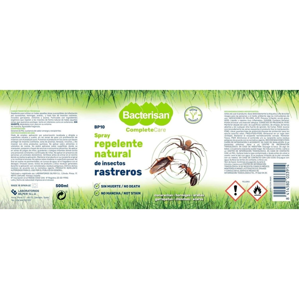 Bacterisan - Natural Crawling Insect Repellent: Cockroaches, Ants...