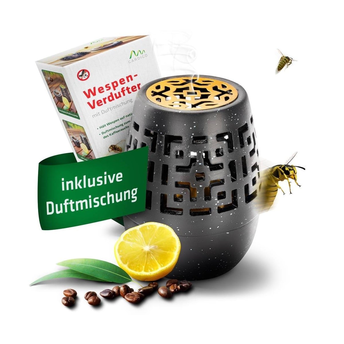 Wasp Repellent with Coffee and Citronella - Naturally Repels Wasps